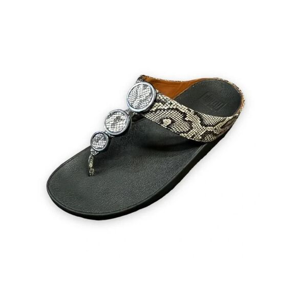 Fitflop | Shoes | Nwt Fit Flop Womens Taupe Snake Black Halo Toe Wedge ...